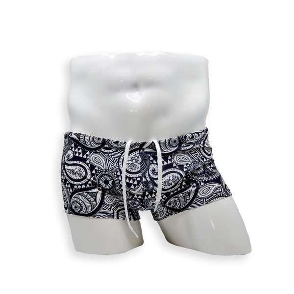 Men's Box Cut Swim Trunk in Paisley Print – HAC Swim